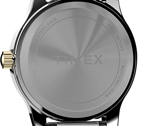 Timex Women's Fashion Stretch Bangle 25mm Watch - Two-Tone Expansion Band Silver-Tone Dial Two-Tone Case