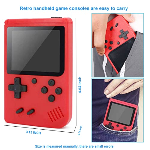Handheld Game Console with 400 FC Games-Retro Game Console- Portable Video Game Console, Support for Connecting TV & Two Players, 1020mAh Rechargeable Battery. (RED)