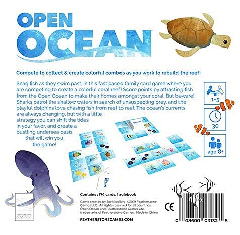 Open Ocean Card Game | Family Friendly Drafting + Tile Placement Game | Enjoyed by Kids, Teens, and Adults | Ideal for 1-5 Players | 8+