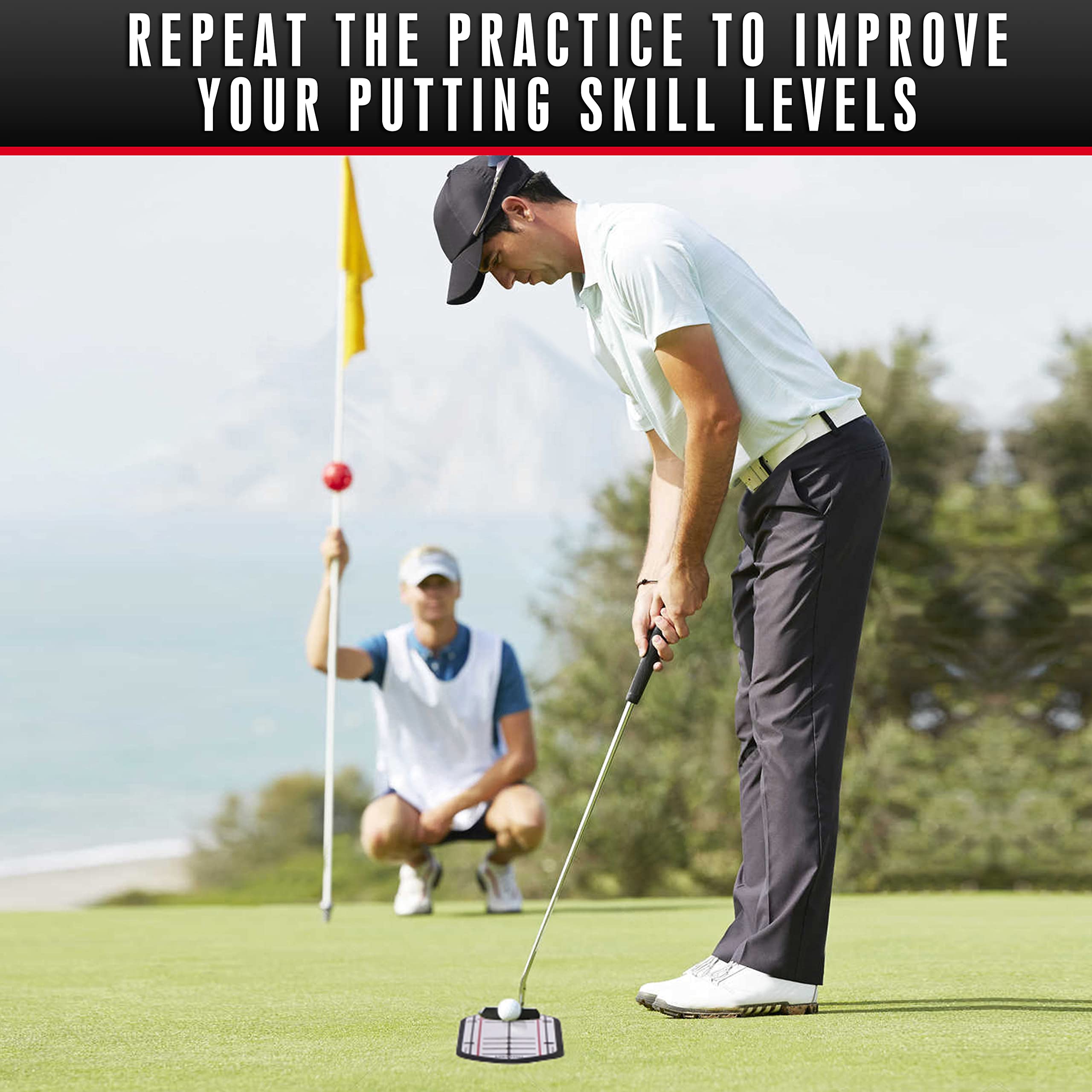 CHAMPKEY Premium Golf Putting Mirror - Sturdy Rubber Backing Golf Alignment Mirror - Come with Putting Mirror Cover