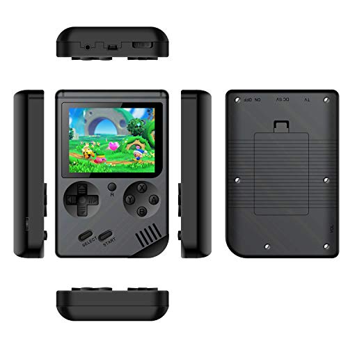 Handheld Games Console for Kids Adults - Retro Video Games Consoles 3 inch Screen 168 Classic Games 8 Bit Game Player with AV Cable Can Play on TV (Black)