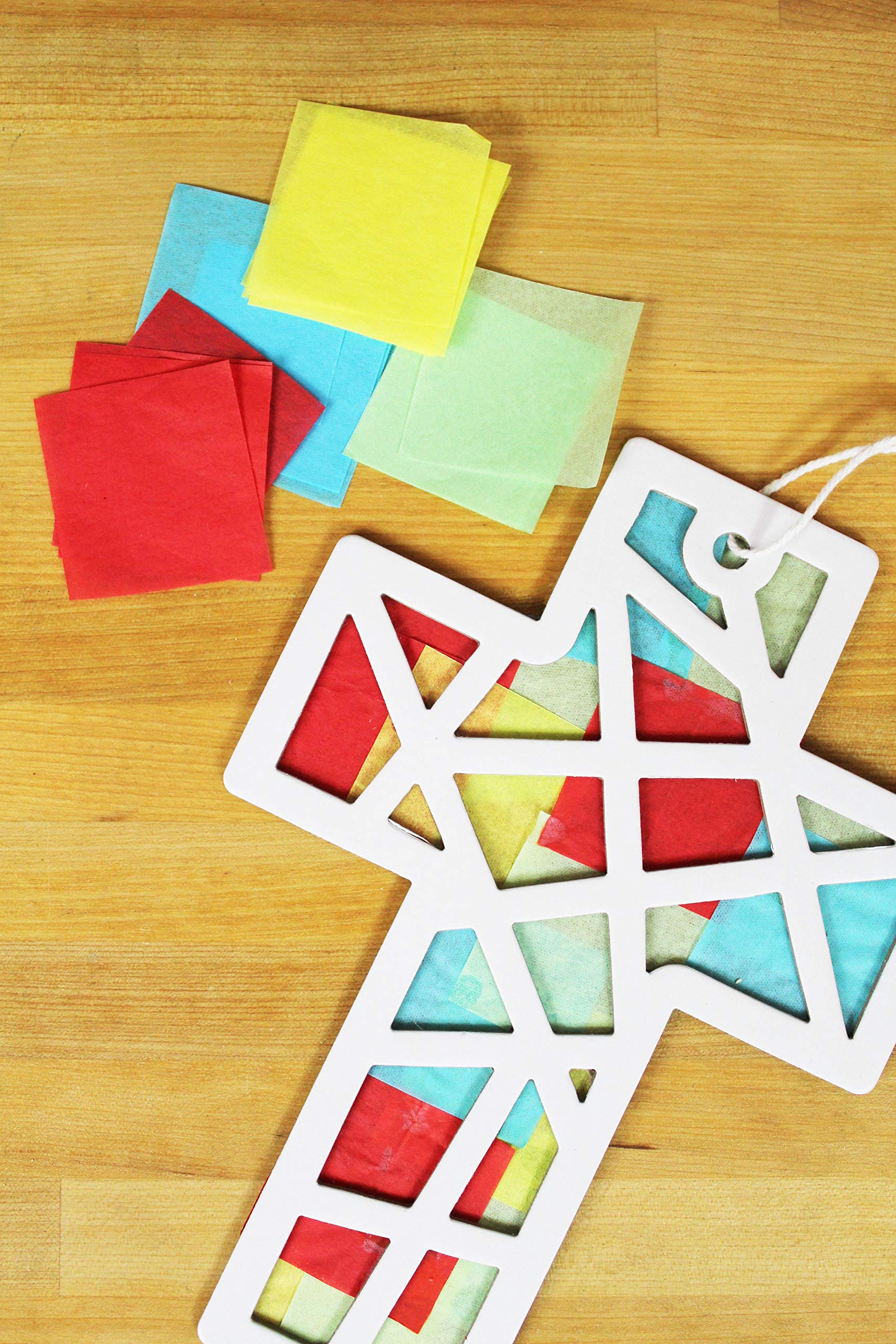 Kipp Brothers DIY Cross Suncatcher Tissue Paper Craft- Great for Sunday School, Vacation Bible School, Classroom Projects & More (24 Per Pack)