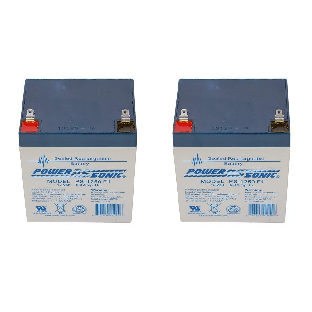 Power Sonic Genuine PS-1250 F1 12V 5 Ah SLA Battery (2 Pack)