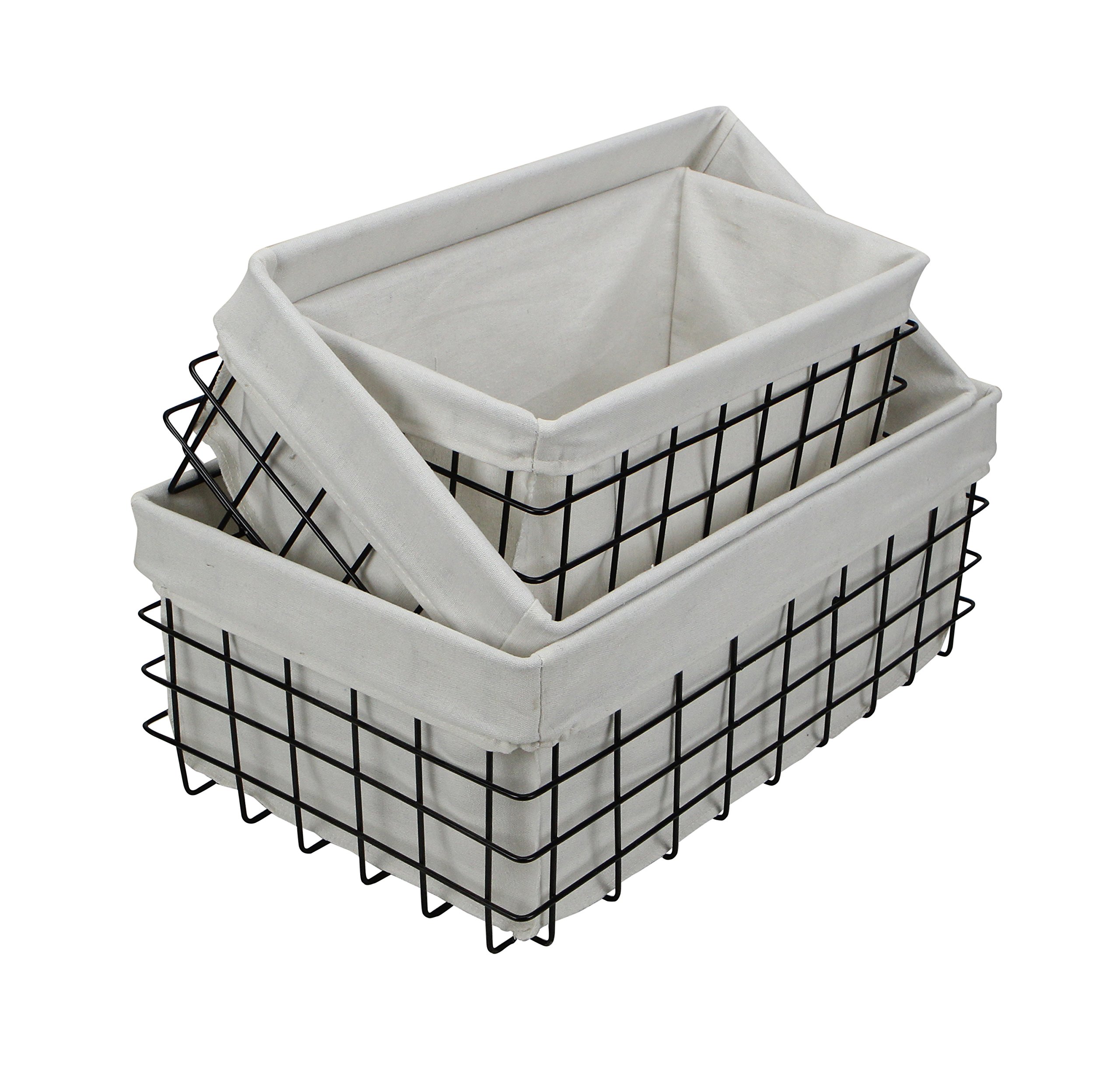 Cheung's 16S002-3 Set of 3 Lined Metal Wire Rectangular Storage, Black