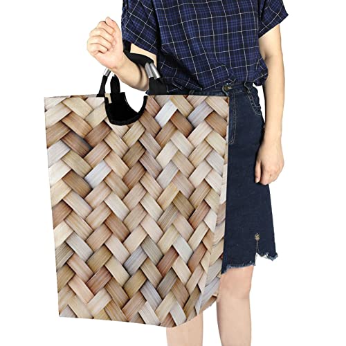Kigai 3D Print Wicker Rattan Laundry Hamper Large Waterproof with Handle Laundry Baskets Foldable Lightweight Durable Store Basket for Bathroom Bedroom