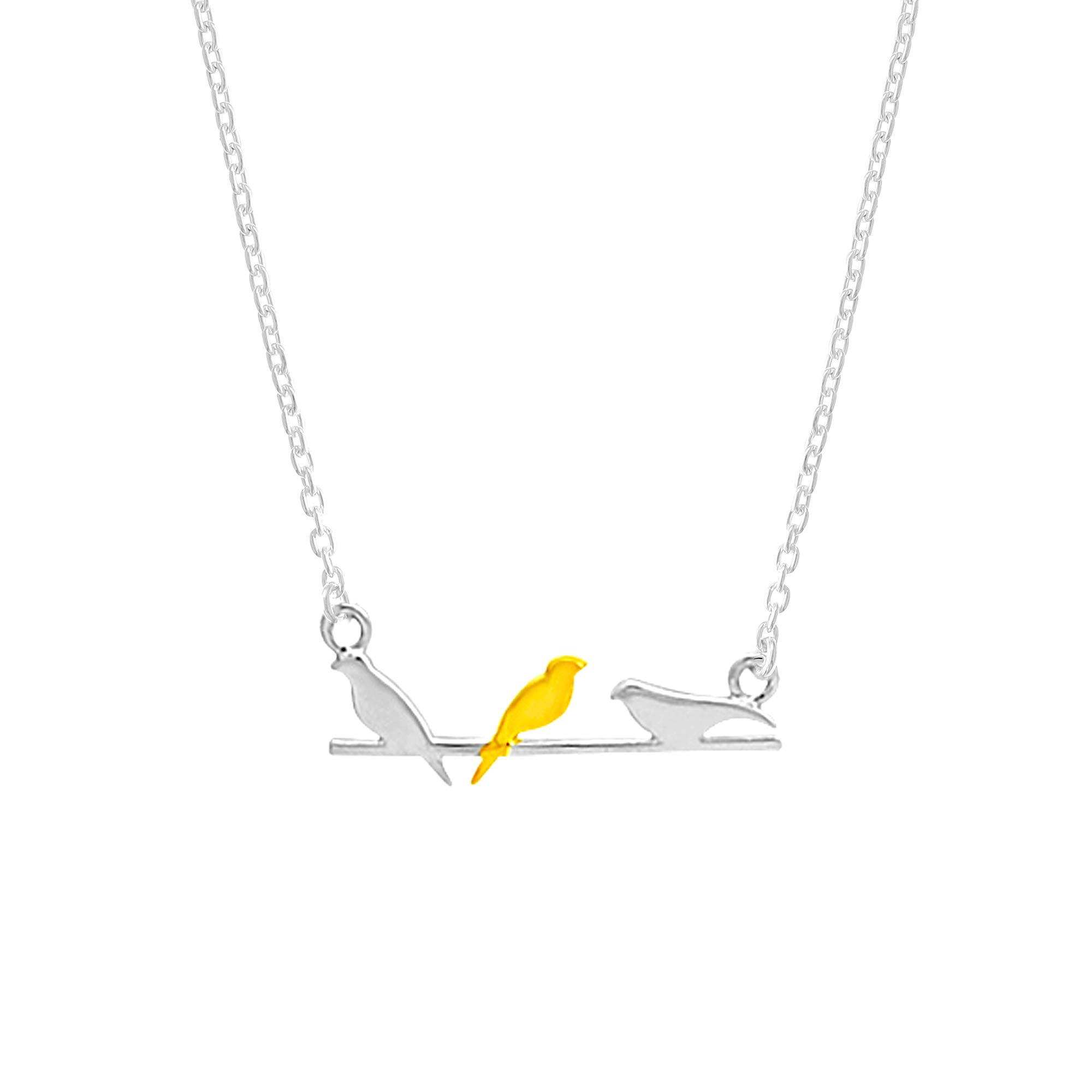 Boma Jewelry Sterling Silver Birds On A Wire 14 KT. Gold Vermeil Necklace, 18 Inches