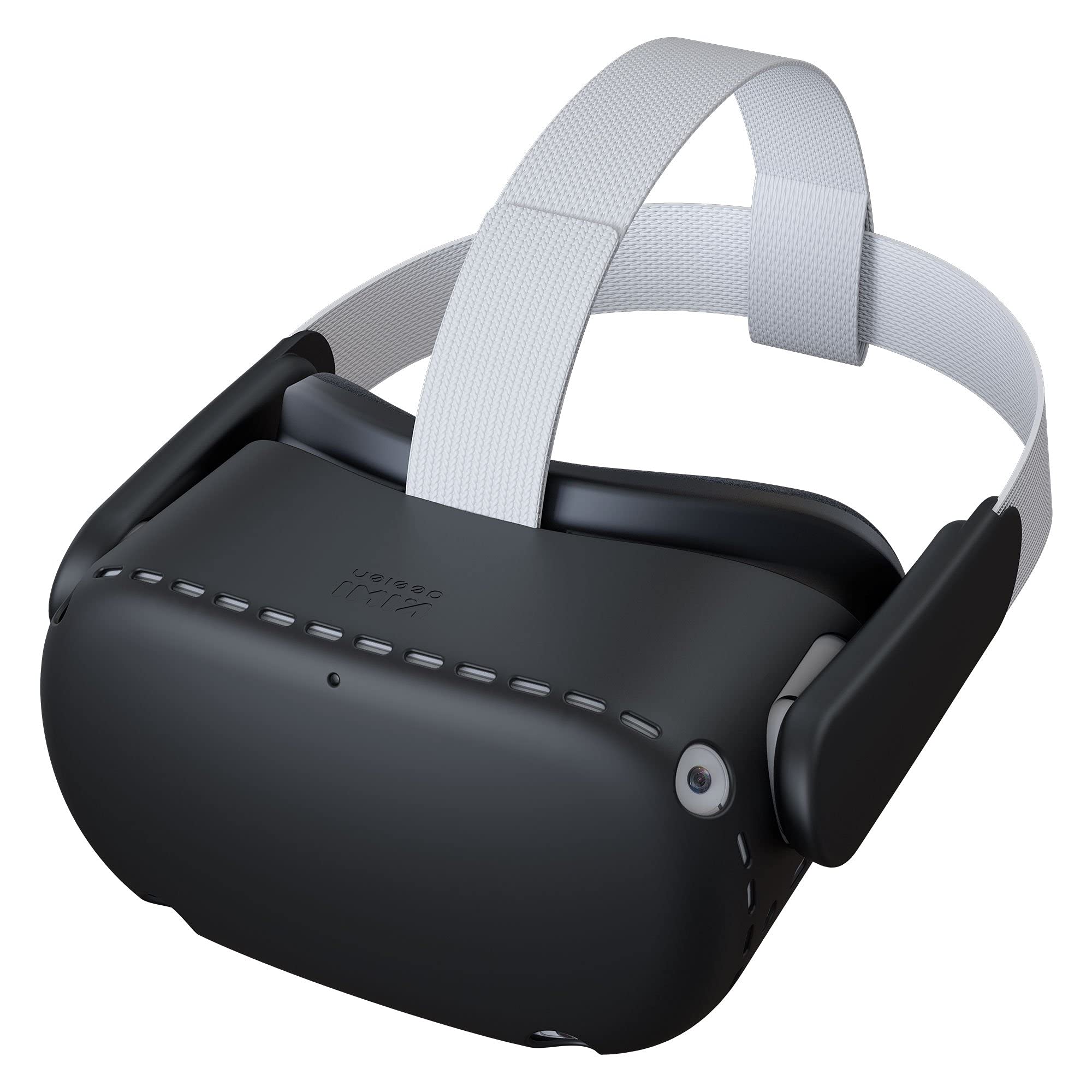 KIWI design Silicone VR Shell Protective Cover Compatible with Quest 2, with Two Side Protective Sleeves, Black Headset Cover