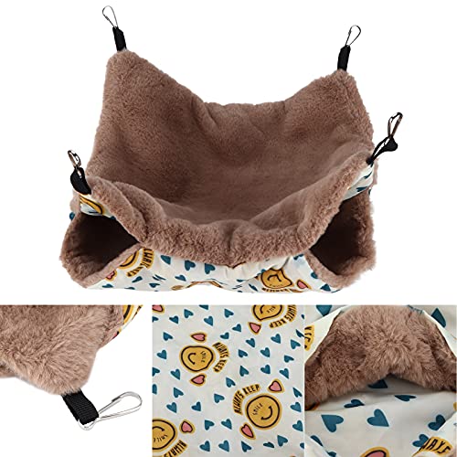 GLOGLOW Double Layer Small Animal Hammocks Small Pet Hanging Hammock Breathable Bunkbed Warm Hammock Polyester Fur, Hamster Warm Hammock for Pet Cage BedsHouses Habitats (S Sun Flower)