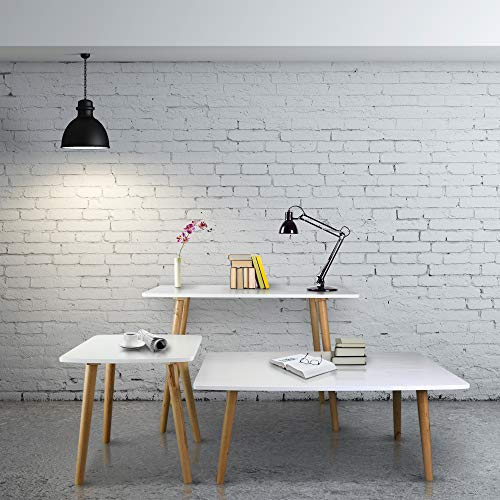 Casual Home Ezly Mid-Century Style Wooden Desk, White Top, Natural Maple Legs