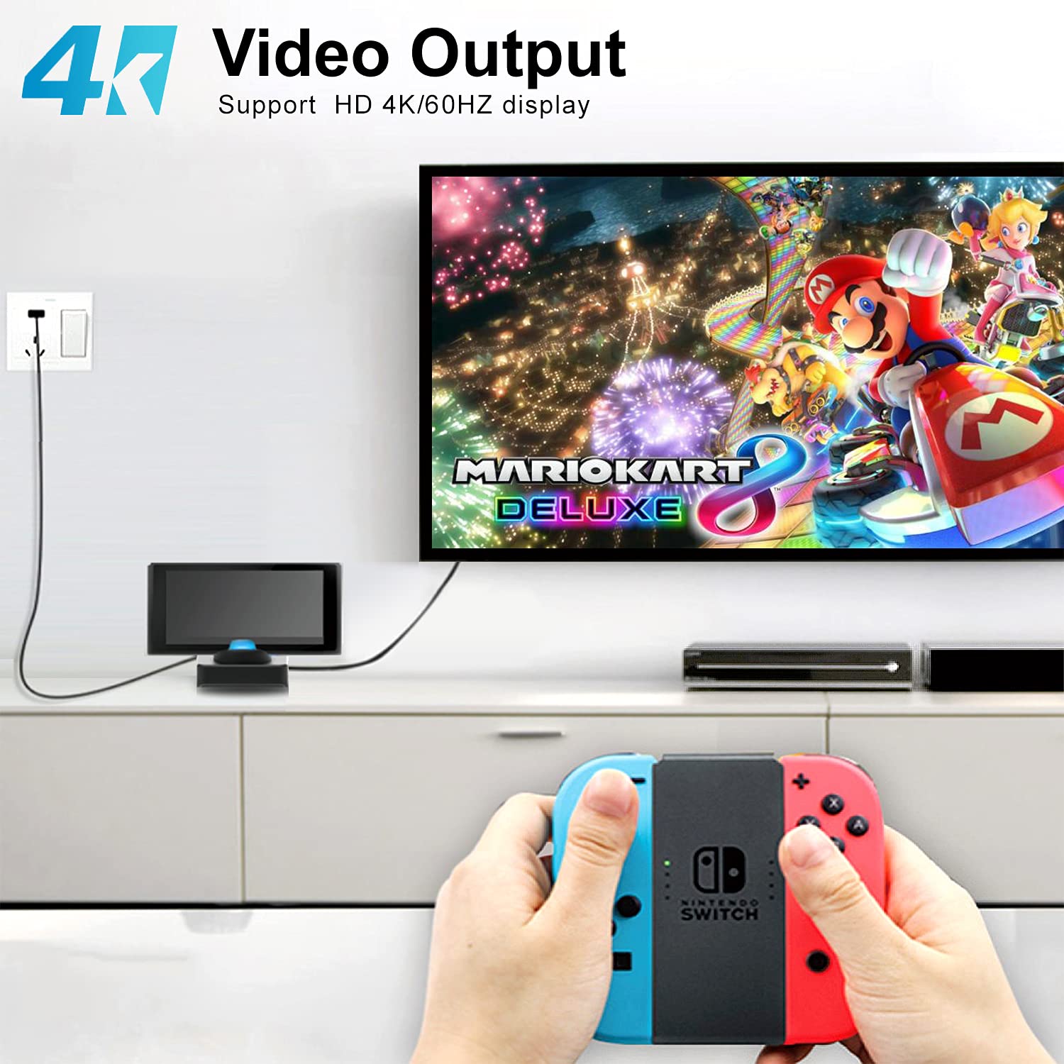 Kkf Switch Dock, 4K HDMI Nintendo Switch Docking Station for TV/Switch OLED,Portable Nintendo Switch TV Adapter Charging Dock with USB 3.0 2.0- Requires More Than 35W Charging No Cables (Black -1)