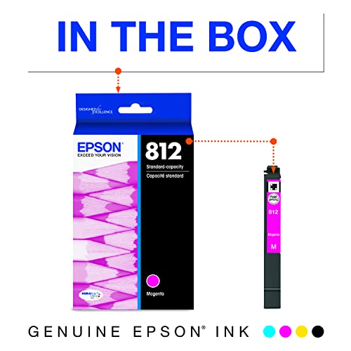 Epson T812 DURABrite Ultra Ink Standard Capacity Magenta Cartridge (T812320-S) for Select Workforce Pro Printers (Pack of 2)