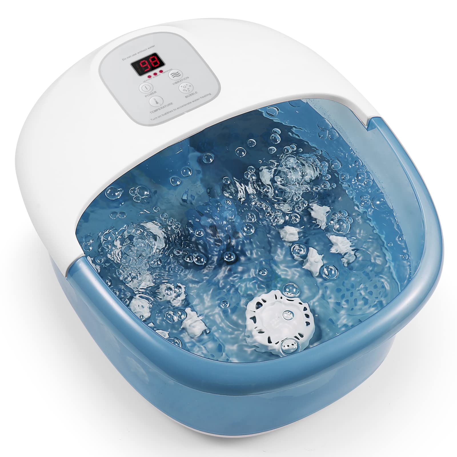 CHRUN Foot Spa Bath Massager with Shiatsu Massage Heated Vibration, Air Bubbles 14 Massage Roller Storage Boxes, Fast Heating and Adjustable Temperature Control 95-118℉ for Family Feet Stress Relief