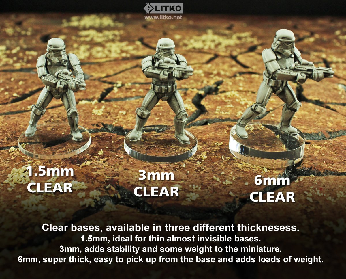 LITKO 100mm Circular | Round Notched Tank Base | Compatible with Star Wars: Legion | Clear | (3mm Clear Thick Acrylic)