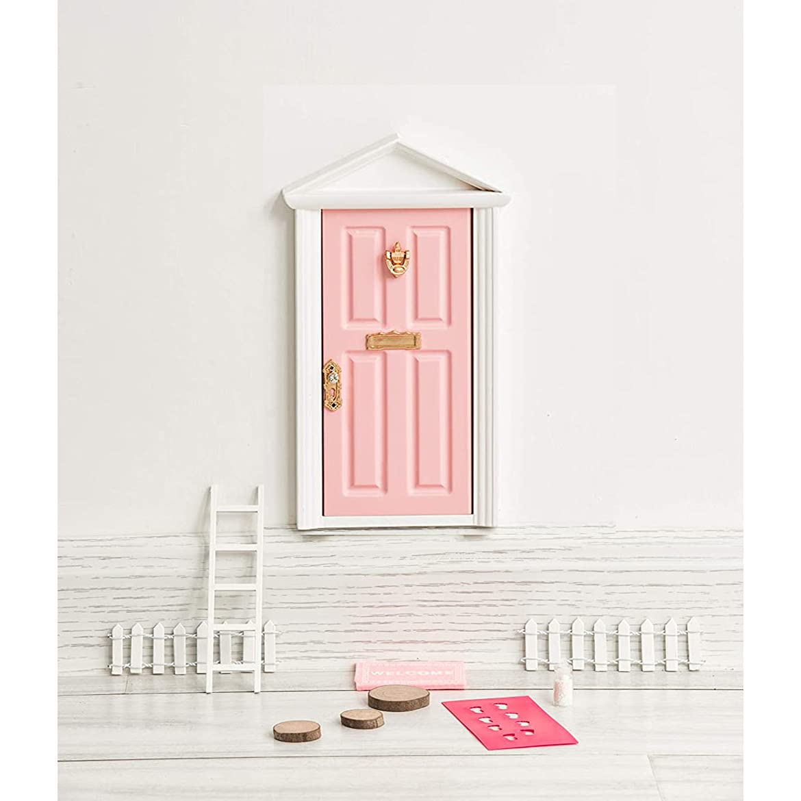 Pink Little Tooth Fairy Door Kits That Open with Fairy Garden Accessories Miniature Decorations for Kids Room