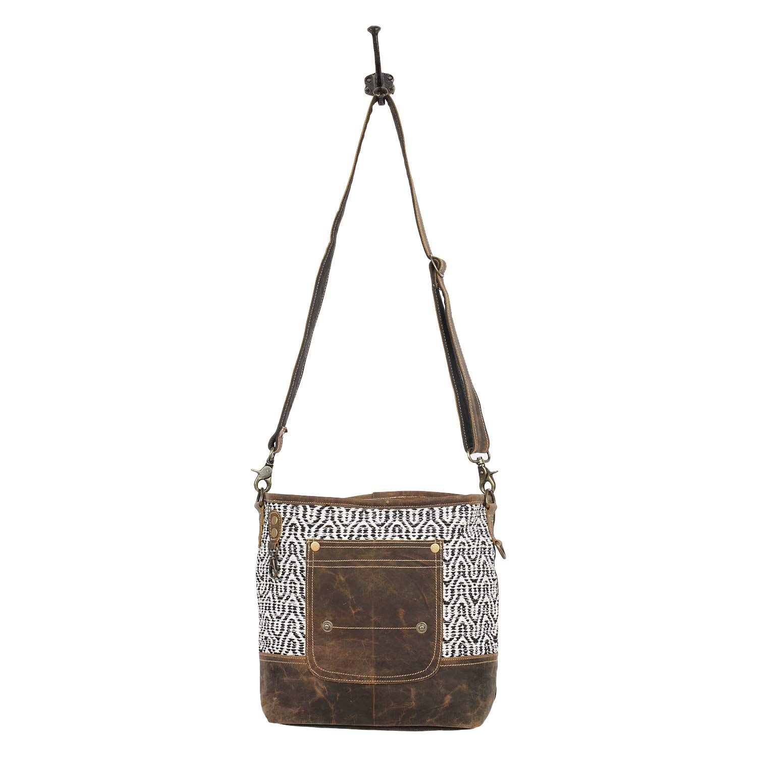 Myra Bag Burnt Sienna Upcycled Canvas Cotton & Leather Shoulder Bag S-1543