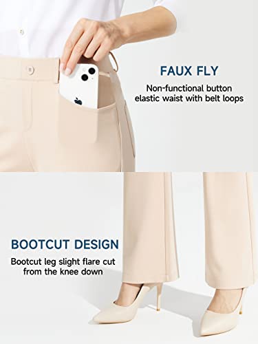 Libin Women's Bootcut Dress Pants 31" Business Casual Work Pants High Waisted Stretchy Slacks for Women Yoga Office Trousers with 4 Pockets, Khaki, 4