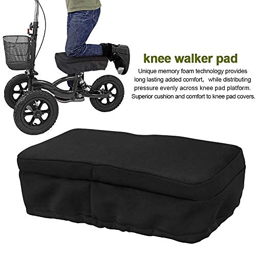 iayokocc Knee Walker Pad Cover- Memory Foam Knee Walker Cushion for Cover Knee Scooter Cushion- Improves Comfort,Soft Padding Fits Most Walkers(Black)