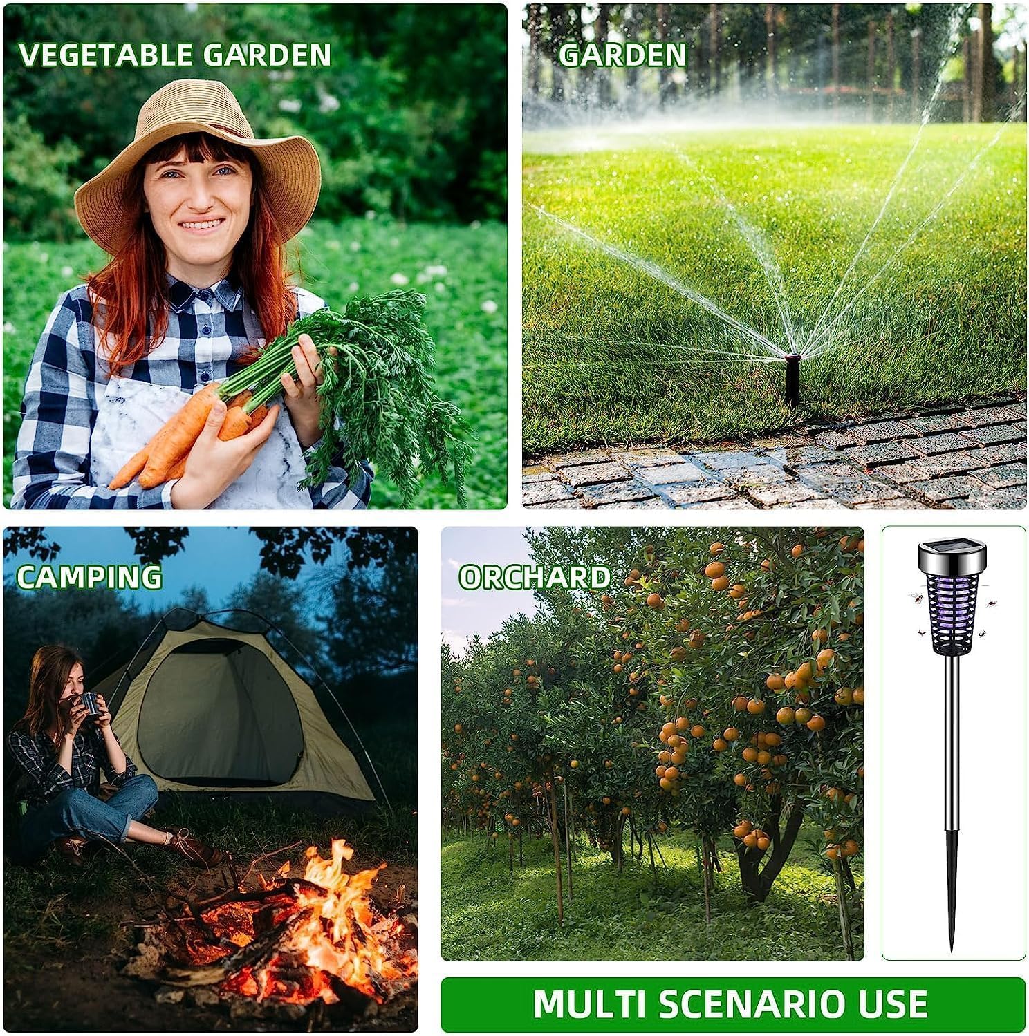 Bug Zapper Outdoor Cordless Solar Bug Light Professional Waterproof Mosquito Zapper for Patio Yard Garden Farm, Small Mosquito Killer Pest Control Repellent Outside for Bug Gnat Fly Insect, 4 PCS