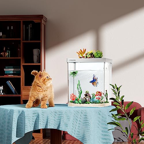 ERAARK 1.5 Gallon Betta Fish Tank self Cleaning, Smart Aquarium kit Supports Bluetooth, Fish Tank with Filter LED Light, Water Pump, Fish Tank Starter Kits, Fish Bowl