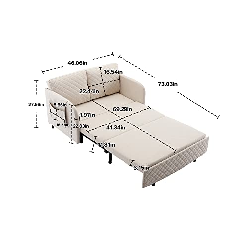 ERYE 3-in-1 Upholstered Futon Sofa Loveseat Convertible Sleeper Couch Bed,2-Seaters Sofa & Couch Soft Cushions Love Seat Daybed for Small Space Living Room Sets