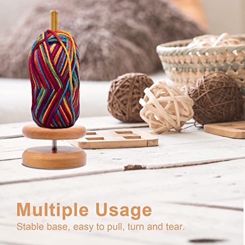 Joyeee Spools Holder,Rotatable Wooden Metal Tube Winder Classic Knit Wooden Spinning Yarn Holder and Thread Holder for Weaving Cord/String,Sewing Threads or Wool Yarn