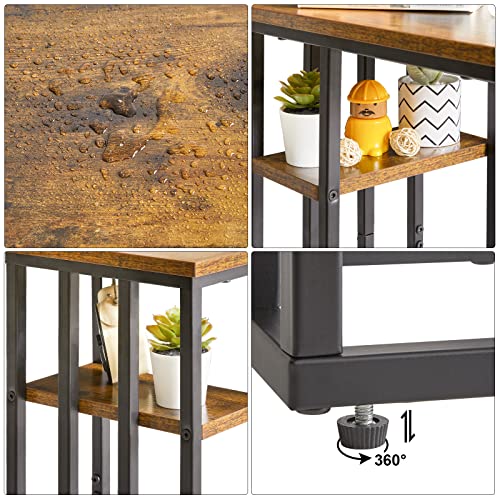 IBUYKE Coat Rack Stand Freestanding, C Shaped Side Table, Coat Tree with 3 Adjustable Sizes and 8 Hooks, Industrial Small End Table for Sofa and Bed, Bedroom, Hallway RF-1194&TMJ406H