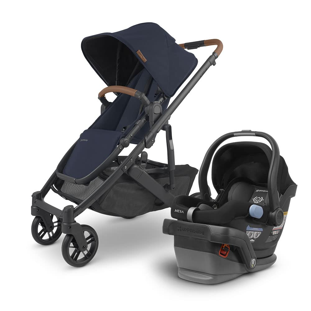 Cruz V2 Stroller - NOA (Navy/Carbon/Saddle Leather) + MESA Infant Car Seat - Jake (Black)