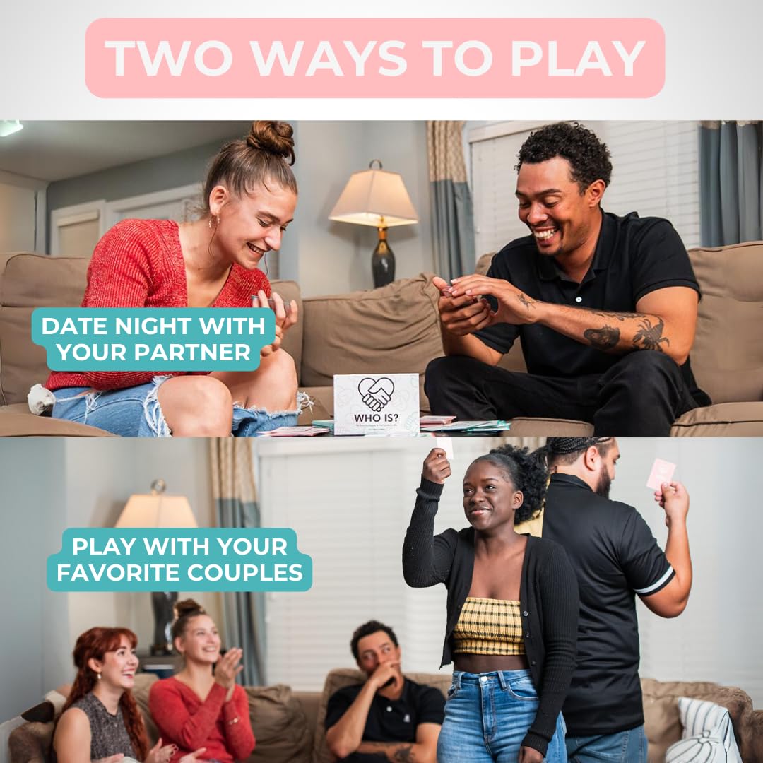 The Couples Company LLC | Who Is? Card Game | 180 Unique Cards | Perfect for Date Night & Parties | Prove Who Knows Who Best | Made for 2-12 Players