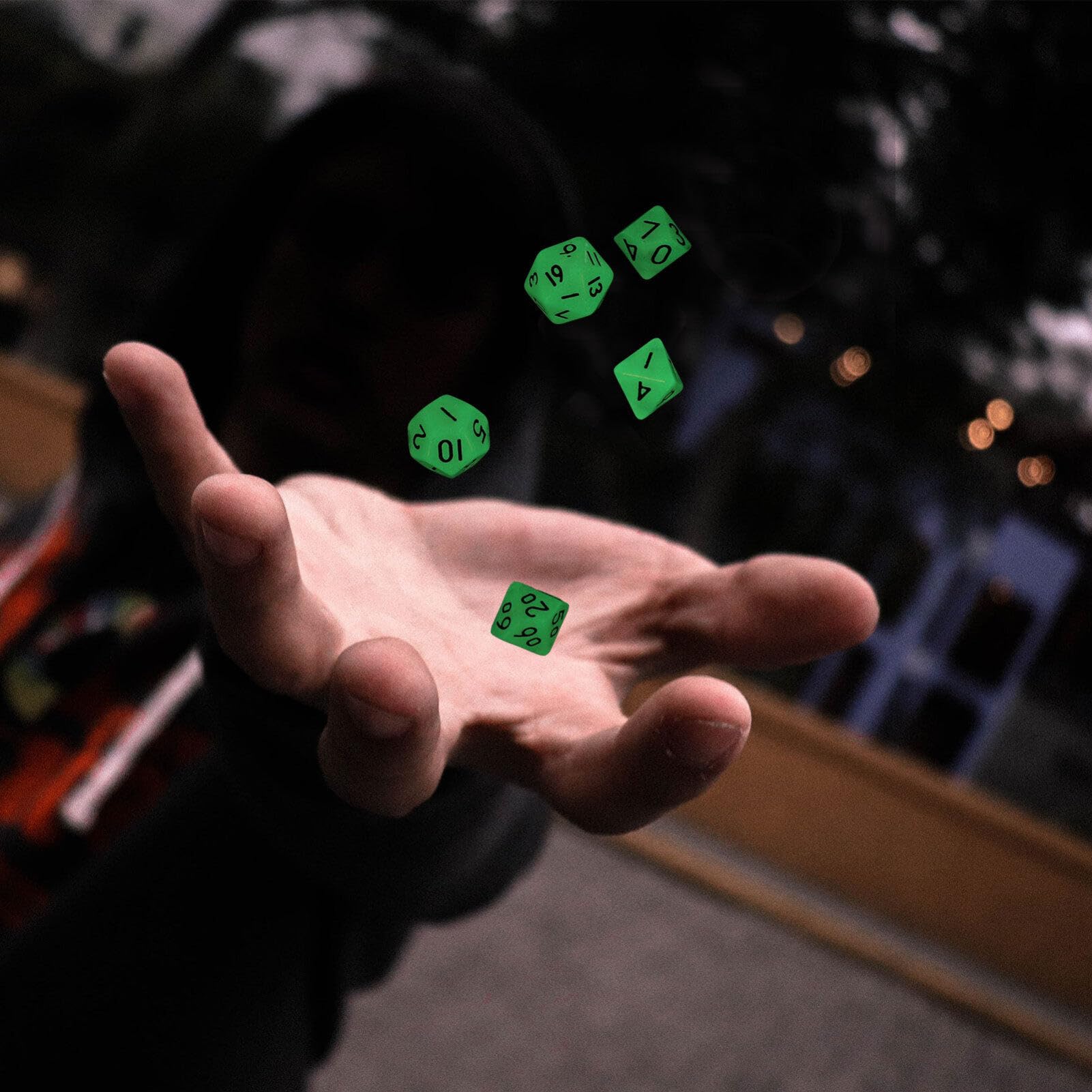 Uonlytech 7pcs Glow Mini Dice, 10mm Polyhedral Dice Glow in The Dark Luminous Dice Set for Playing Tabletop Roleplay Games (Pink)