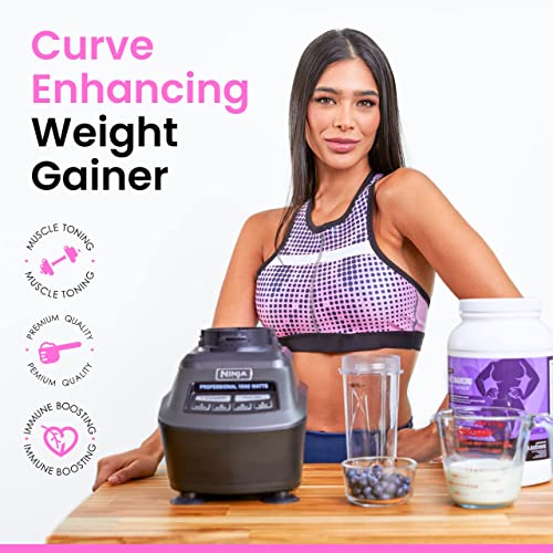 Gluteboost ThickFix Curve Enhancing Weight Gainer Shake - Grass-Fed Whey Protein Powder with Amino Acids - Increase Curves and Muscle Mass - Volumizer Supplement for Women - Creamy Vanilla