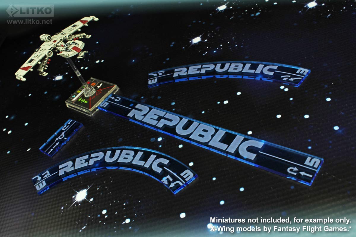 LITKO Space Fighter 2nd Edition Maneuver Gauge Set | Movement Tools | Compatible with Star Wars X-Wing | Set of 11 (Republic)
