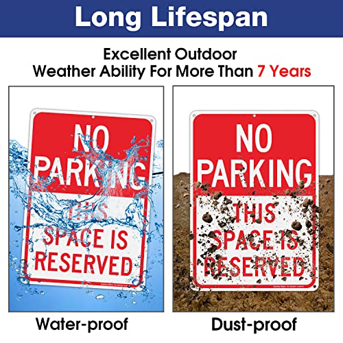 Faittoo No Parking This Space Is Reserved Sign, 2-Pack 14 x 10 Inch Reflective Aluminum Sign, UV Protected and Weatherproof, Durable Ink, Easy to Install and Read, Indoor/ Outdoors Use