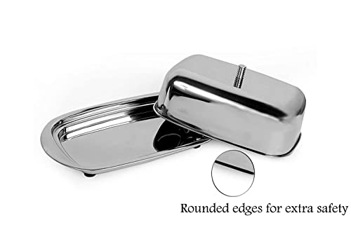 King International Stainless Steel Large Butter Dish, Butter Box with Lid, Butter Container,6.20 Inch Half Kg Butter Box, Fridge Storage Container for White Butter