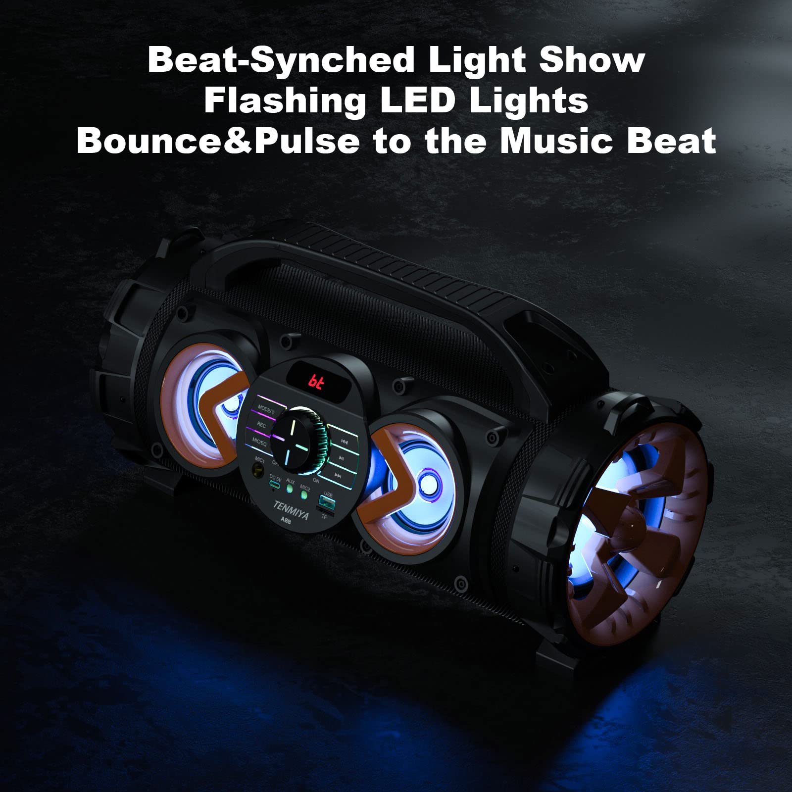 Bluetooth Speaker, 70w Portable Wireless Bluetooth Speakers with Subwoofer, Colorful Lights, Microphone, FM Radio, Outdoor Speakers Bluetooth Wireless Loud Boom Box for Party, Camping, Travel