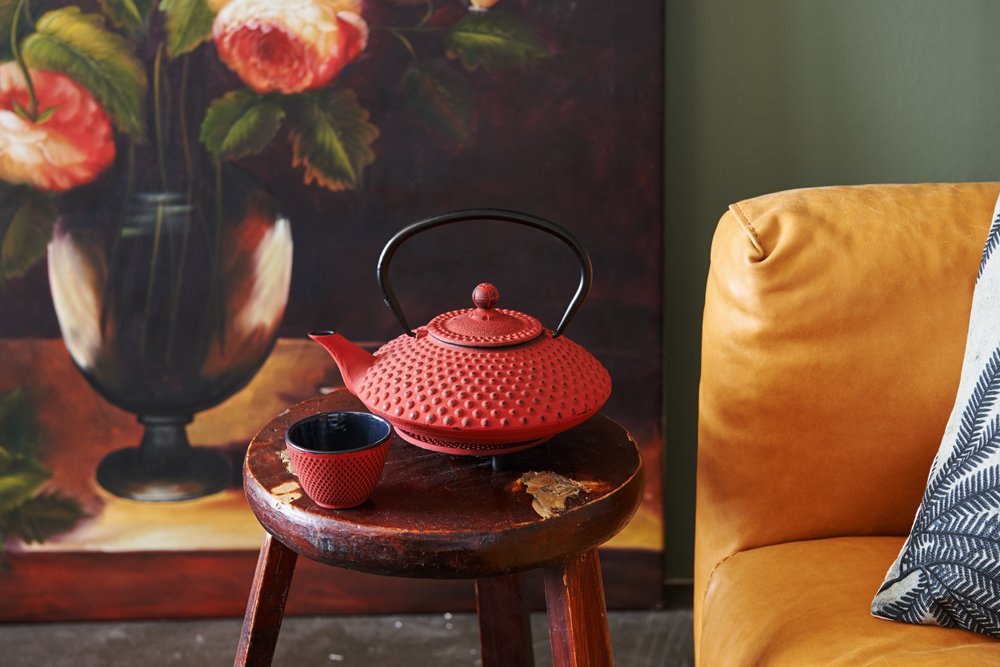 bredemeijer Cast Iron Tea Cups Red XILIN Set of 2