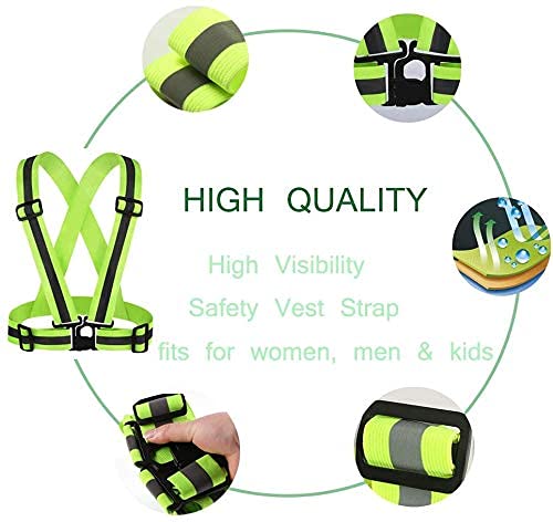 FEimaX Reflective Vest 2 Pack with High Visibility Adjustable Straps for Running, Jogging, Cycling, Hiking, Multicolor
