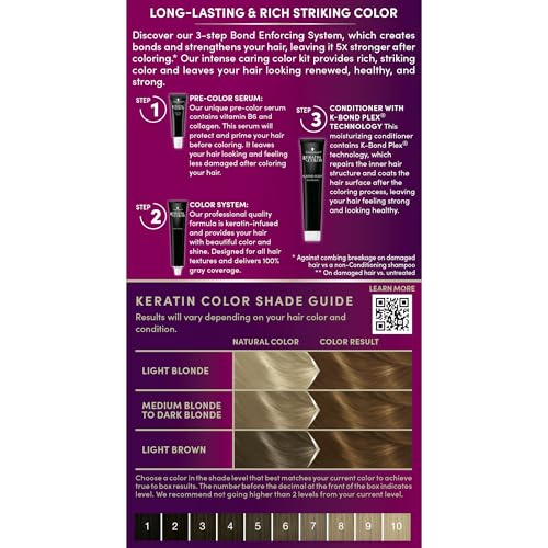 Schwarzkopf Keratin Color Permanent Hair Color, 7.5 Caramel Blonde, 1 Application Professionally Inspired Permanent Hair Dye for up to 80% Less Breakage vs Untreated Hair and up to 100% Gray Coverage