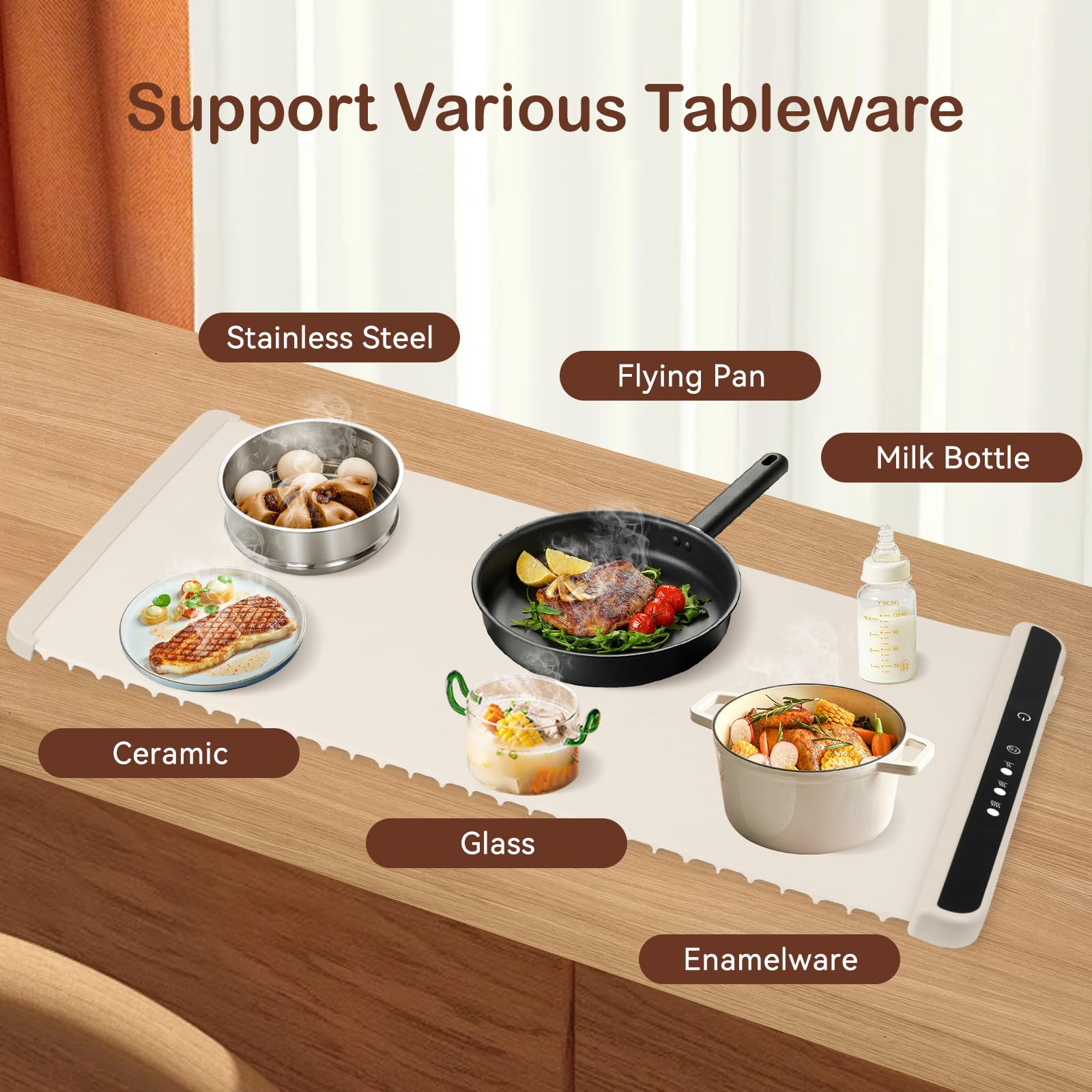 Electric Warming Tray, Food Warming Mat for Parties & Buffets with 3 Temperature & Fast Heating, Electric Food Warmer Mat, Foldable Silicone Heating Mat