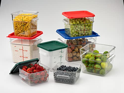 Carlisle FoodService Products Squares Square Food Storage Container with Stackable Design for Catering, Buffets, Restaurants, Plastic, 4 Quarts, White