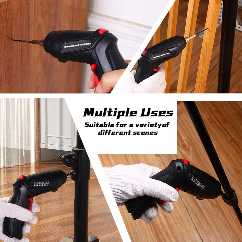 Electric Screwdriver, 47PCS 4.2V Cordless Drill Screwdriver Set, 3.5N·m Max Torque Rechargeable Electric Screwdriver Rotatable Drill Screwdriver for Home DIY Project