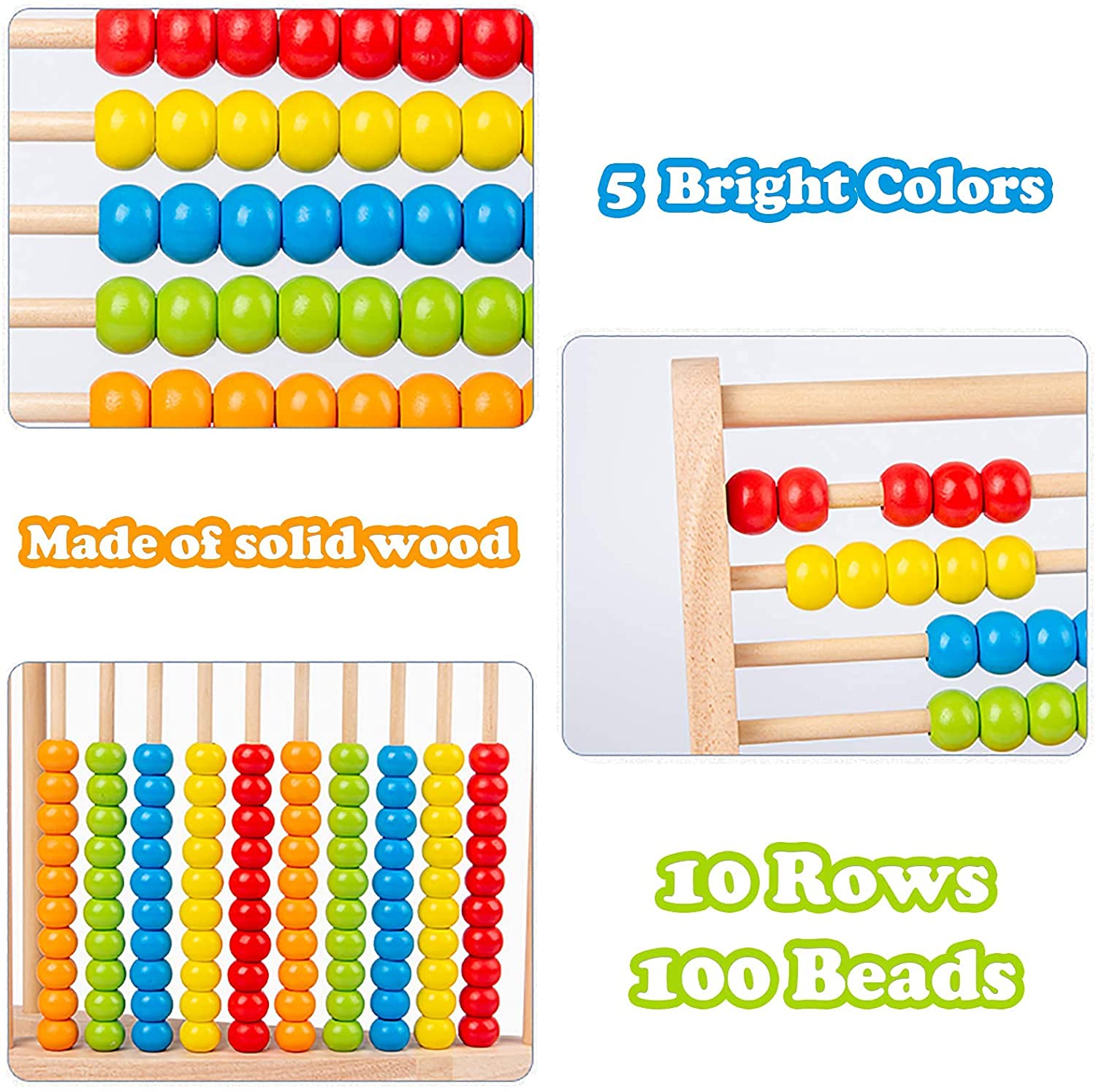 Wondertoys Wooden Abacus Educational Counting Frames Toy 100 Beads Math Tool Baby Abacus for Kids Montessori Gifts Abaco Matematicas para Niños
