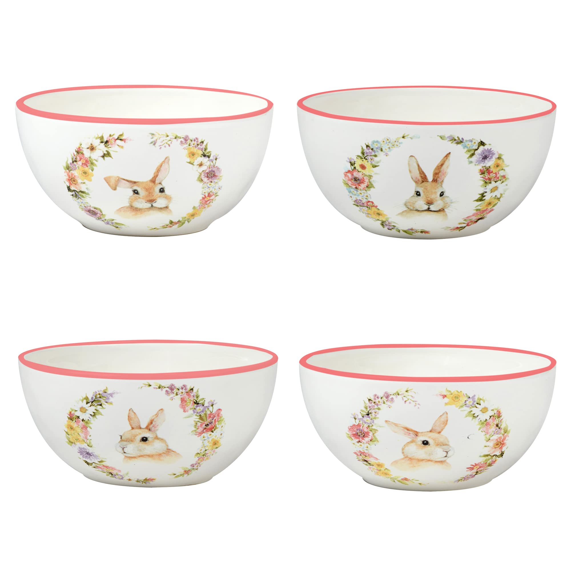 Certified International Easter Garden 26 oz. Ice Cream/Dessert Bowls, Set of 4 Assorted Designs, Multicolored