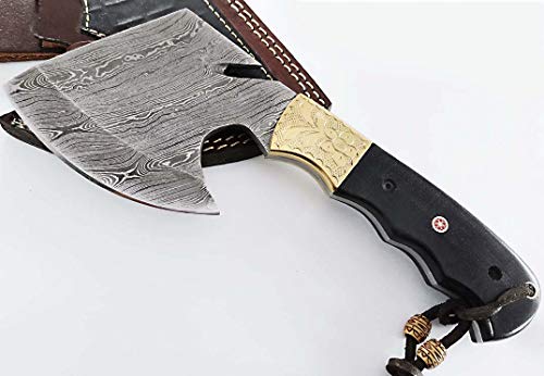 Damascus Steel Blade Axe Hatchet Gut Hook Tomahawk Hunting Knife Camping Hiking SM23