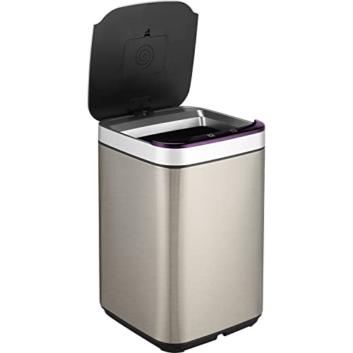 Hanover 10-Liter / 2.6-Gallon Stainless Steel 10 Liter-2.6 Gallon Home and Kitchen | Fingerprint Smudge Resistant | Soft Close | Sensor Lid | Carbon Odor Control, 10L Trash Can 1