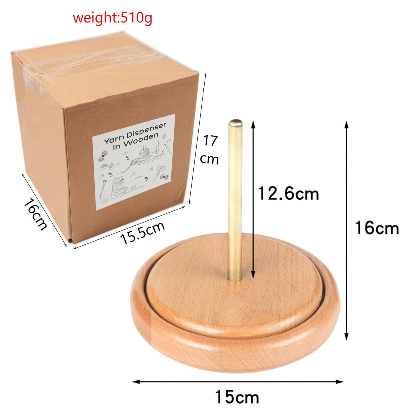 FantasyDay Wood Yarn Holder with Twirling Mechanism Classic, Wooden Spinning Yarn & Thread Holder, Knitting Embroidery, Craft & Sewing Supplies (A014)