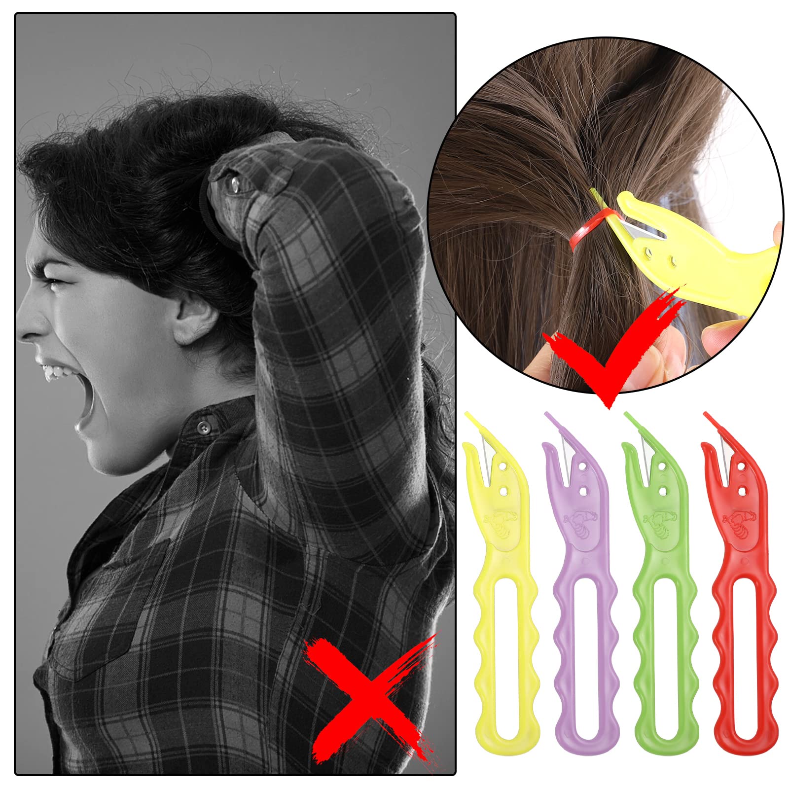 Elastic Hair Tie Cutter, 6Pcs Rubber Band Cutter for Hair Elastic Hair Band Remover Easy to Remove Disposable Rubber Band Tool