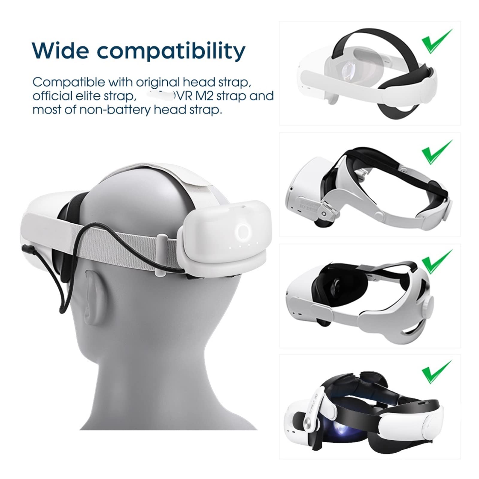 Charger Station Combo with 2 5200mAh Battery Pack Cycle Power Supply Compatible with Meta Quest2/Quest Pro Compatible with PICO4 VR VR Glasses Accessories