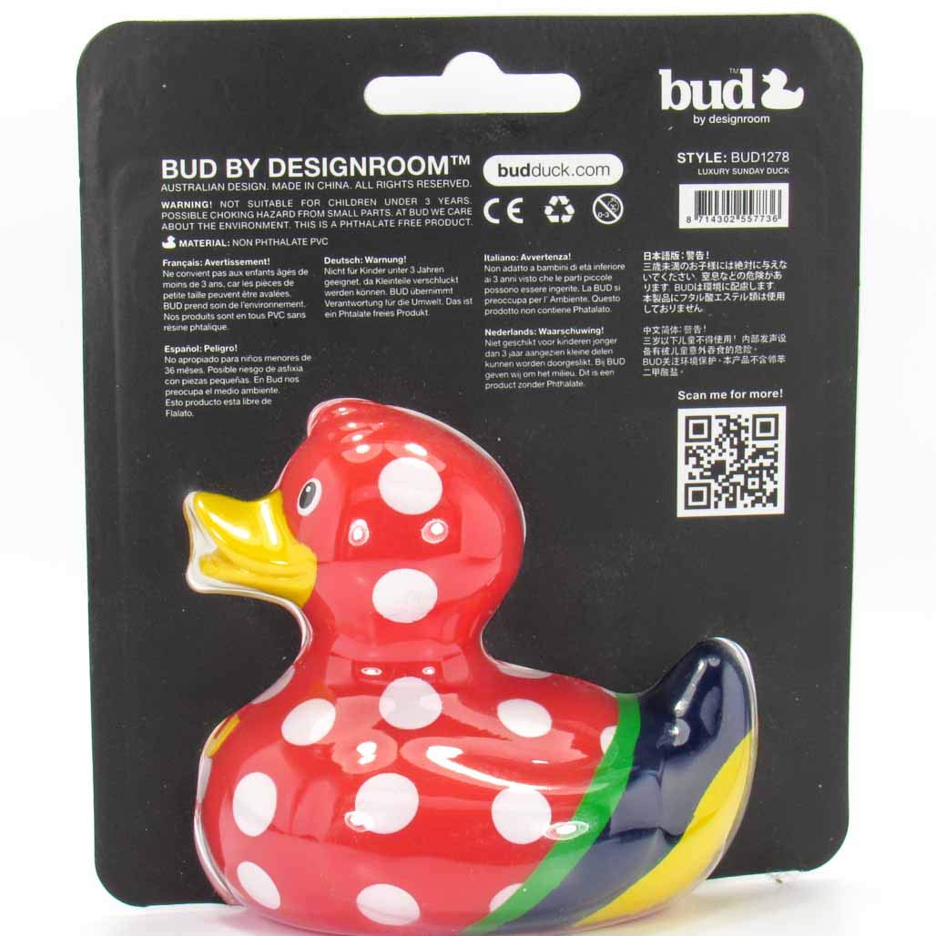 Sunday Rubber Duck Bath Toy by Bud Duck | Elegant Gift Packaging - "Sunday best!" | Child Safe | Collectable