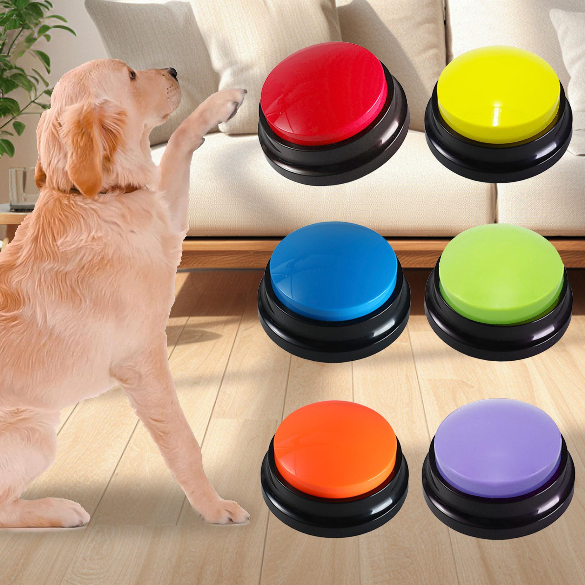 Crosseagle 6 Pcs Dog Talking Button for Communication Set - 30 Seconds Repeated Recording Dog Buttons Talk, Pet Training & Behavior Aids, Buttons for All Types Talking Dog Buttons