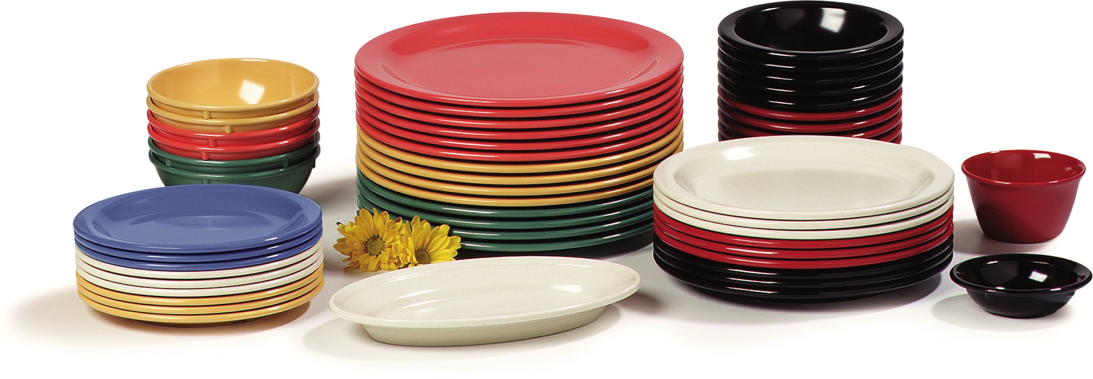 Carlisle FoodService Products Dallas Ware Reusable Plastic Bowl Fruit Bowl with Rim for Buffets, Home, and Restaurants, Melamine, 3.5 Ounces, Red, (Pack of 48)